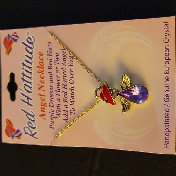 Jewelry | Red Hattitude Angel Necklace | Poshmark